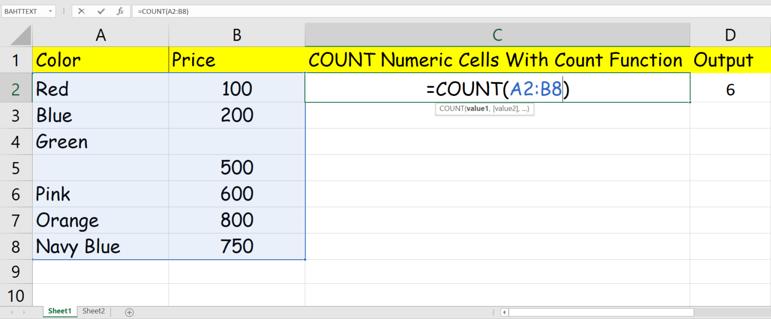 Count Function In Excel Excel Help