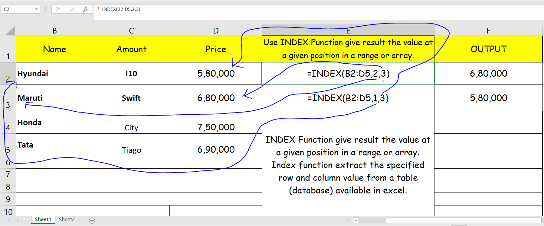 INDEX Function In Excel - Excel-Help