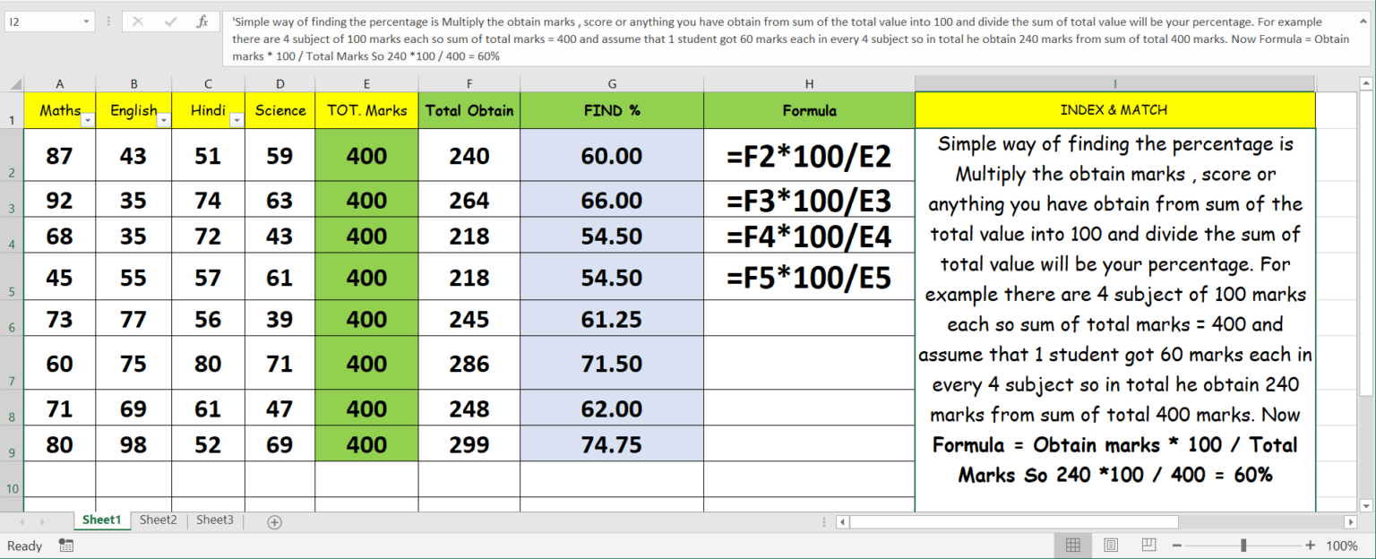 PERCENTAGE In Excel Excel Help How To Use Percentage In Excel