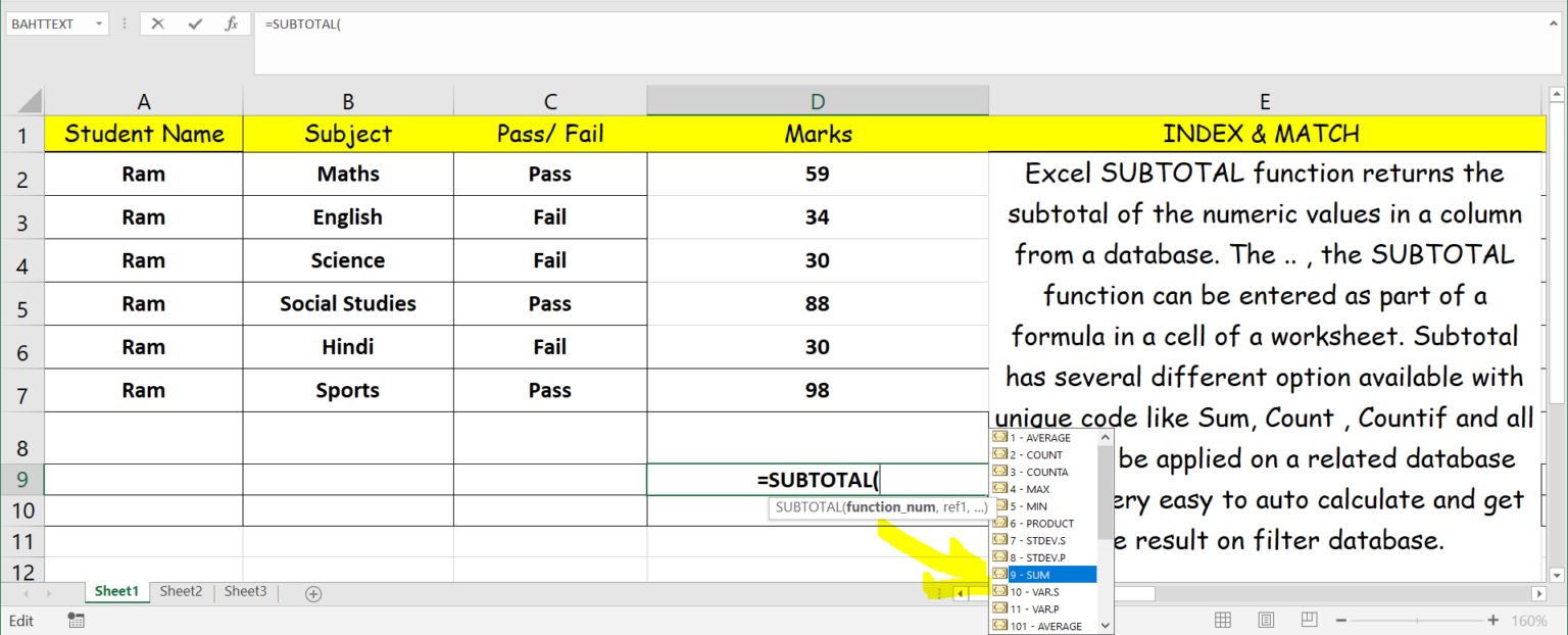 Subtotal In Excel Excel Help Subtotal In Excel