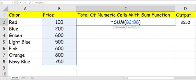 SUM Formula In Excel - Excel-Help SUM Formula In Excel