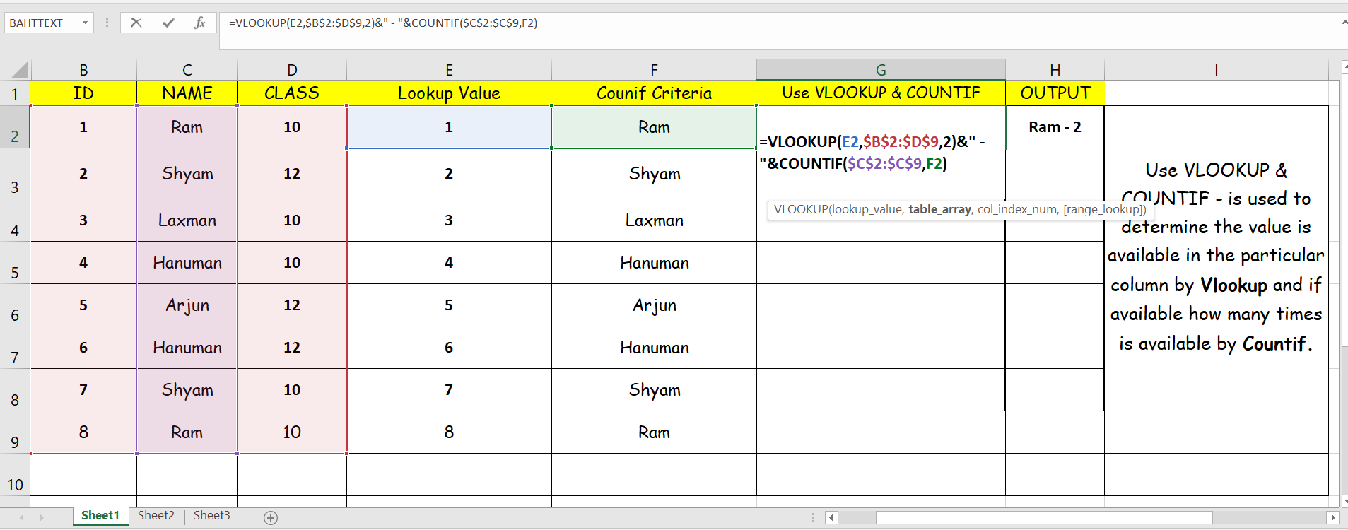Vlookup And Countif In Excel Excel Help