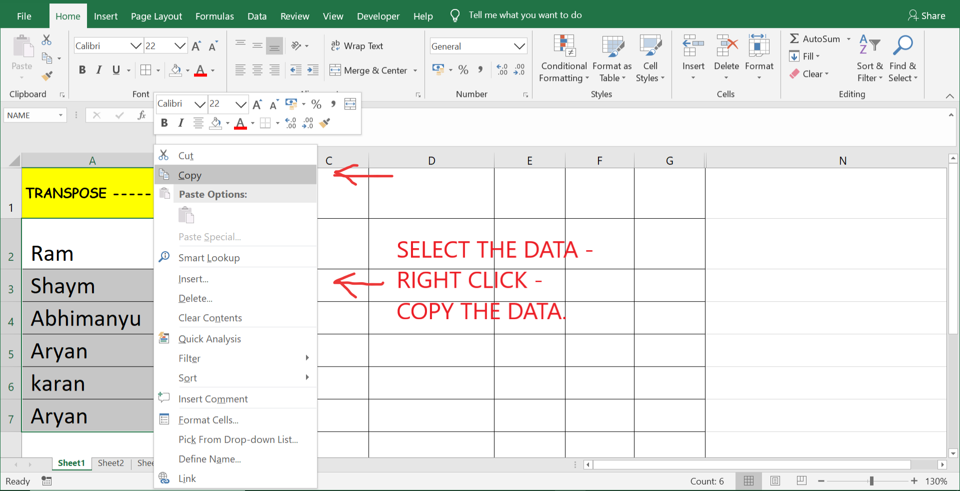 Transpose Data From Column To Row Or Row To Column Excel Help