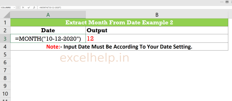 Extract Month From Date - Excel-Help