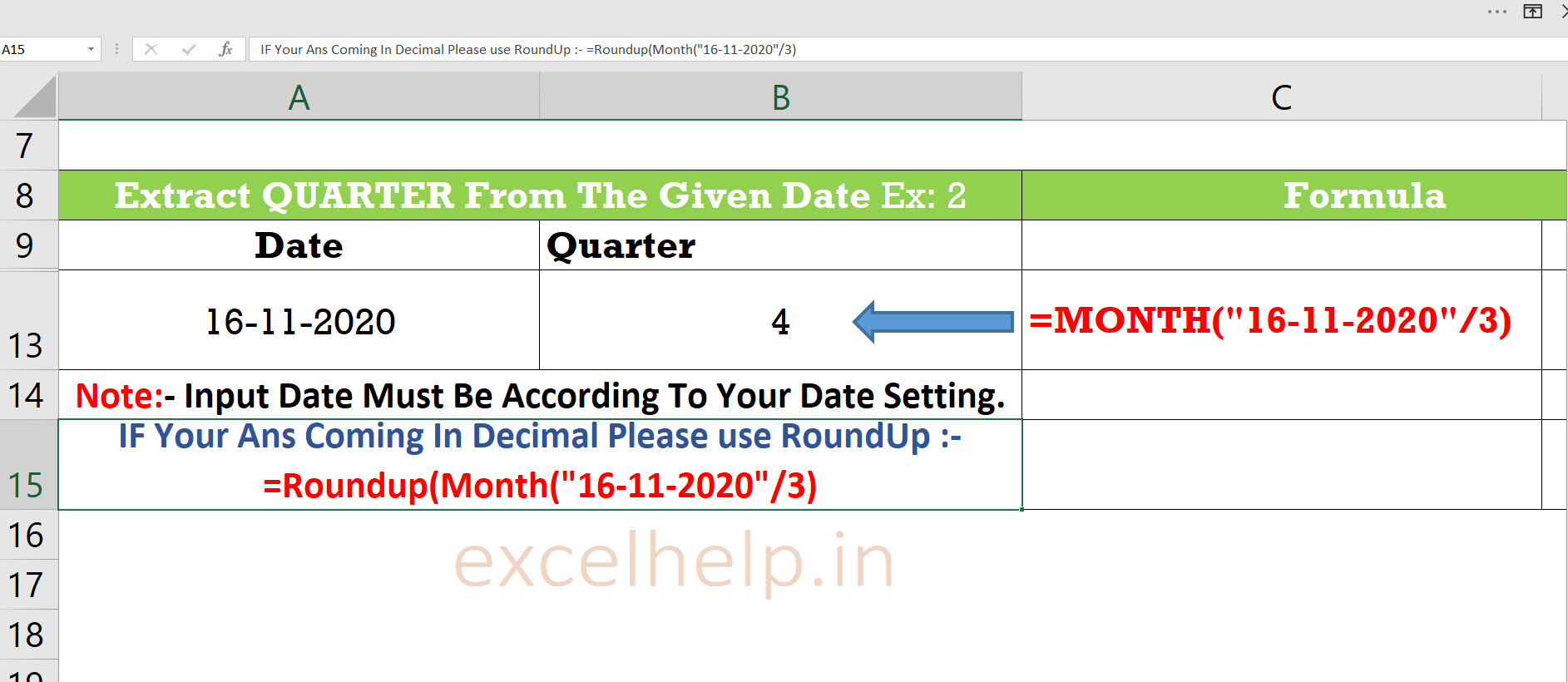 Extract Quarter From Date In Excel Excel Help