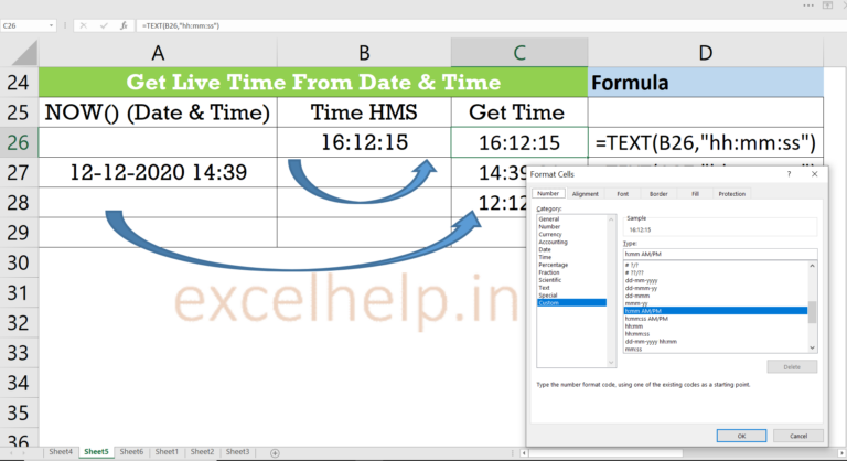 Note Make Sure You Have Time Format Set For The Out Put Cell Please Check The Image Below 