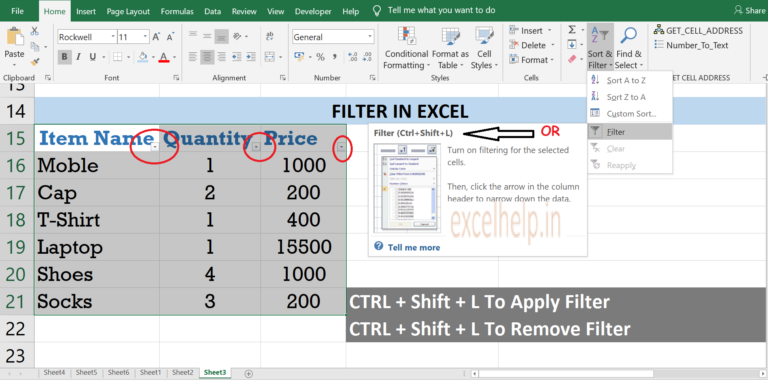 Filter In Excel - Excel-Help