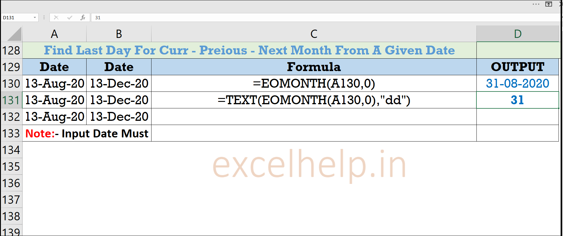 Find Last Day Of Month From Date Excel Help