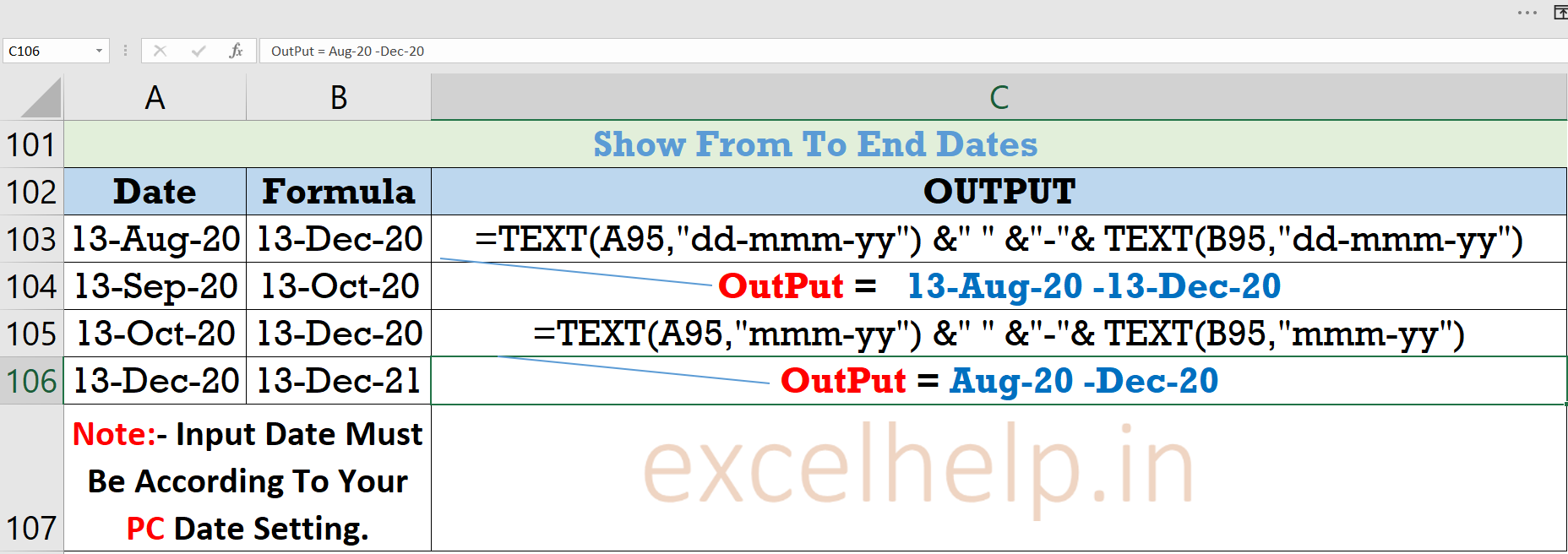 Show Dates As Range In Excel - Excel-Help