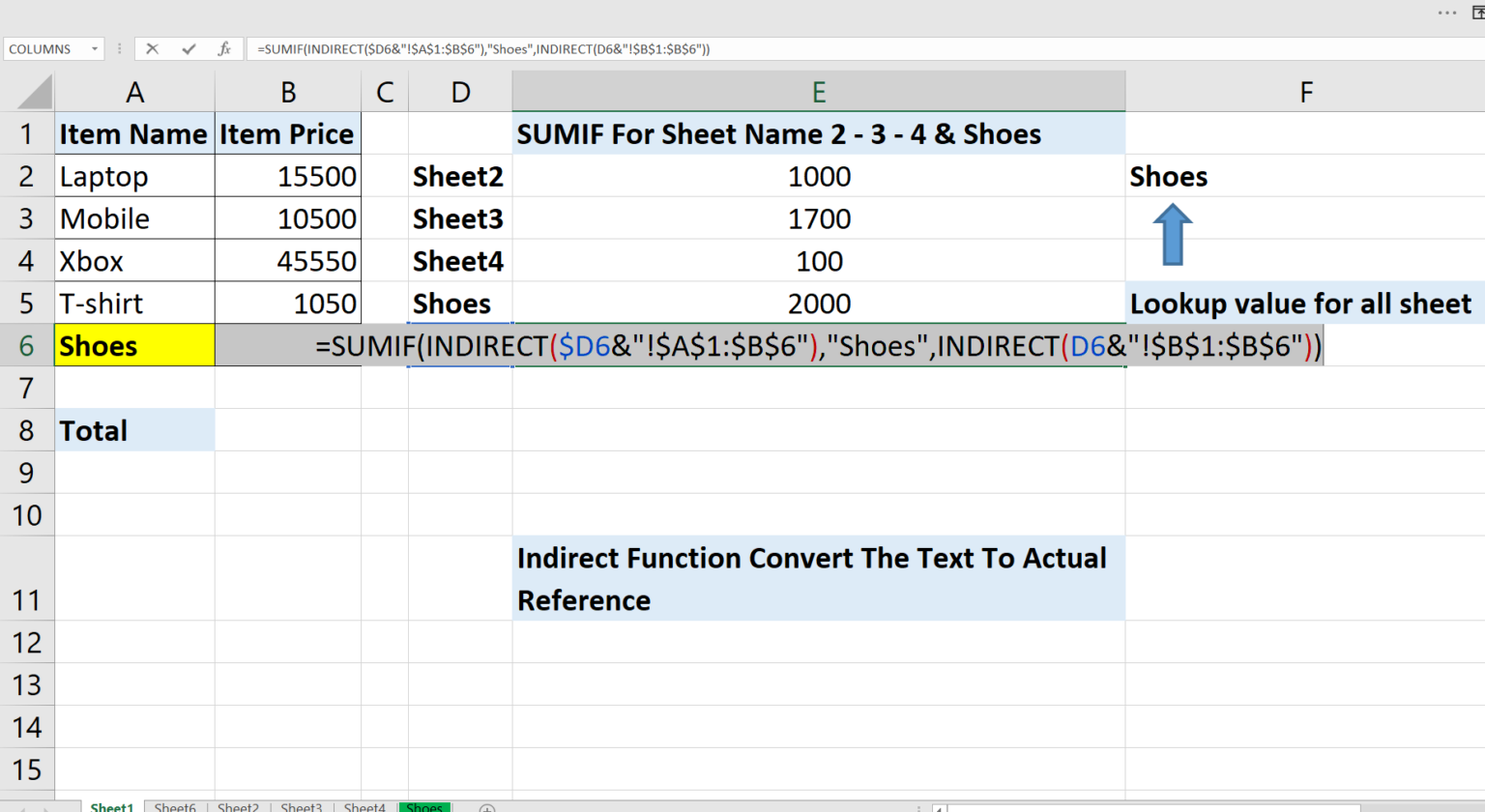SUMIF And INDIRECT To Sum On Multiple Sheet Excel Help