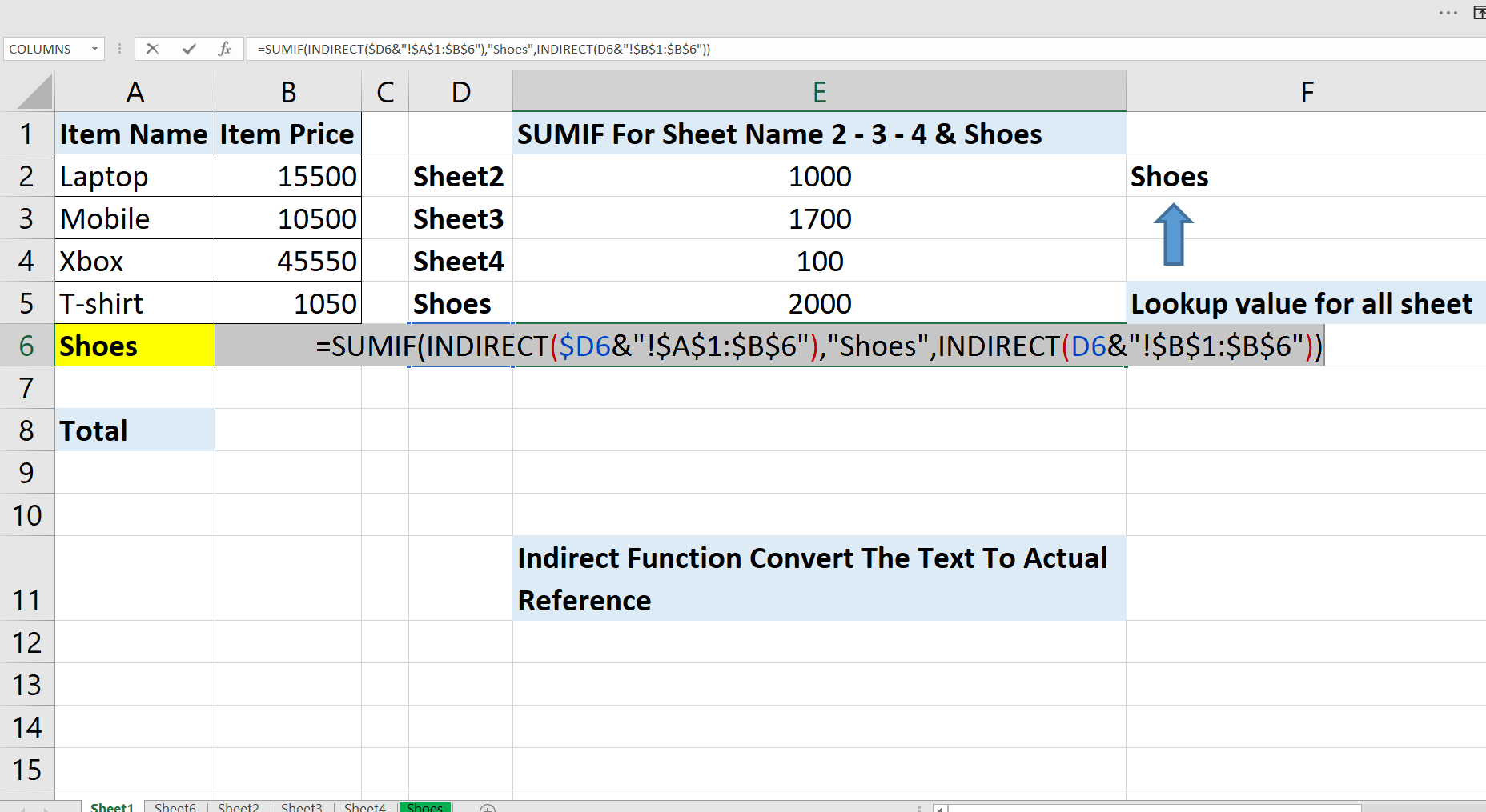 SUMIF And INDIRECT To Sum On Multiple Sheet Excel Help