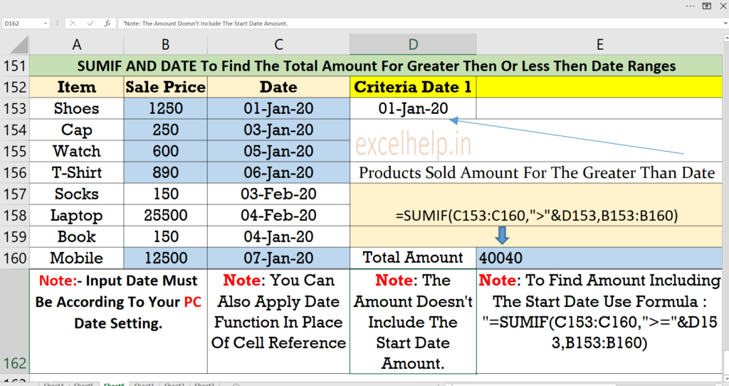SUMIF And DATE Function In Excel To Sum Between 2 Dates Excel Help