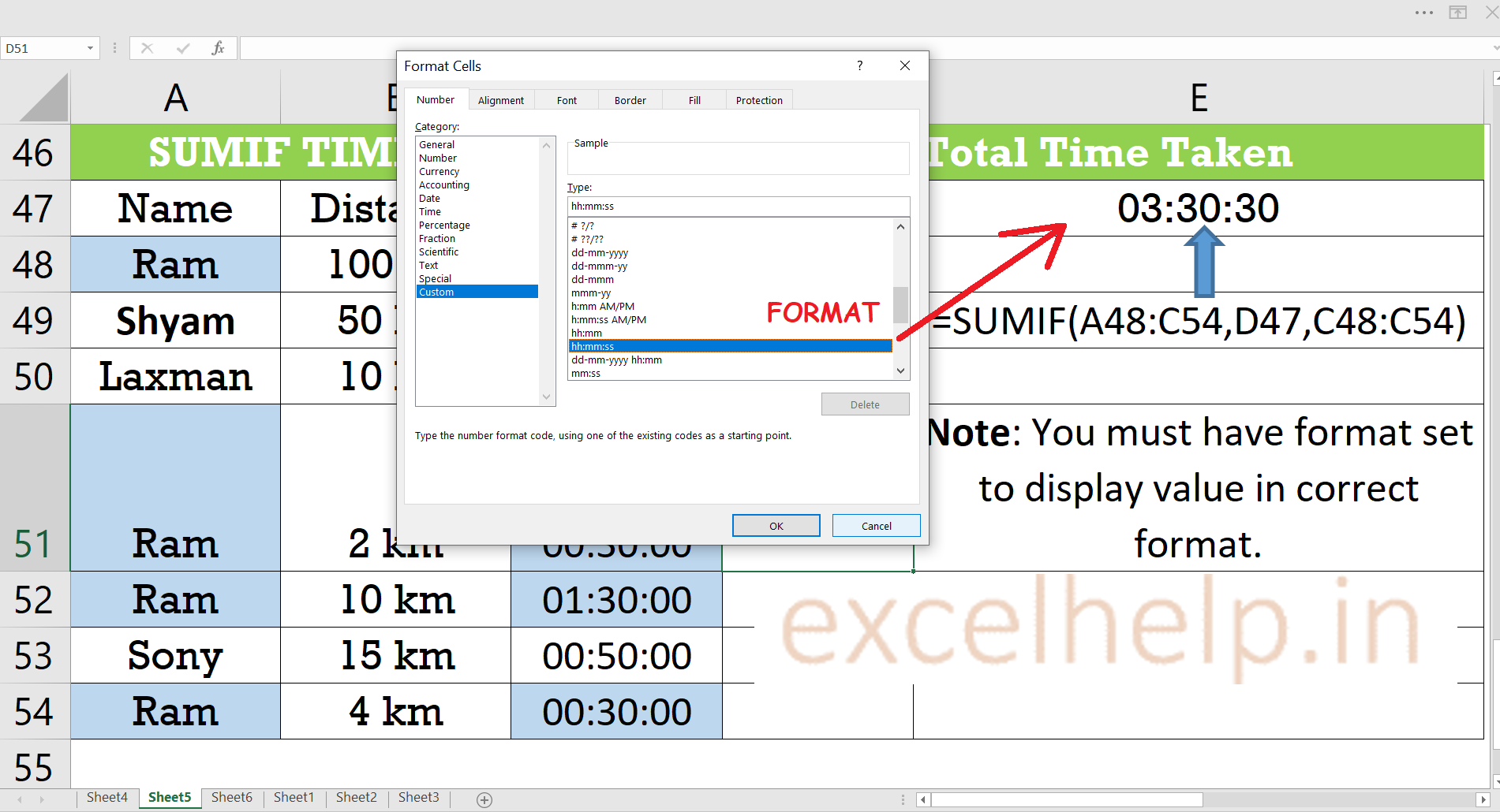 SUMIF Time In Excel - Excel-Help