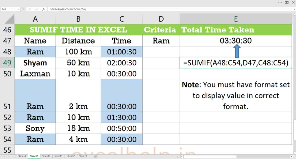 SUMIF Time In Excel Excel Help