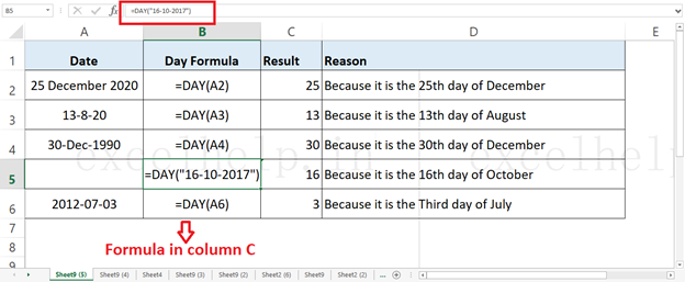 DAY Function To Extract Day From Date In Excel Excel Help