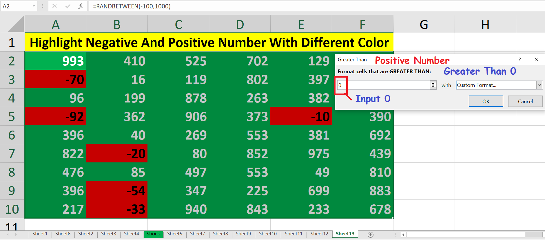 Conditional Highlight Negative And Positive Cell In Excel Excel Help conditional-highlight-negative-and-positive-cell-in-excel-excel-help