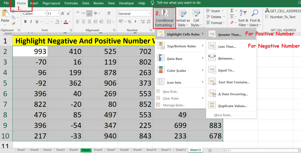 Conditional Highlight Negative And Positive Cell In Excel Excel Help