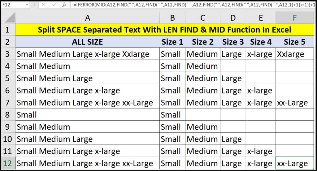 Split Space Separated Text With Formula In Excel Excel Help