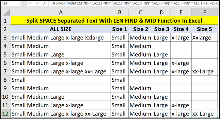 Split Space Separated Text With Formula In Excel Excel Help