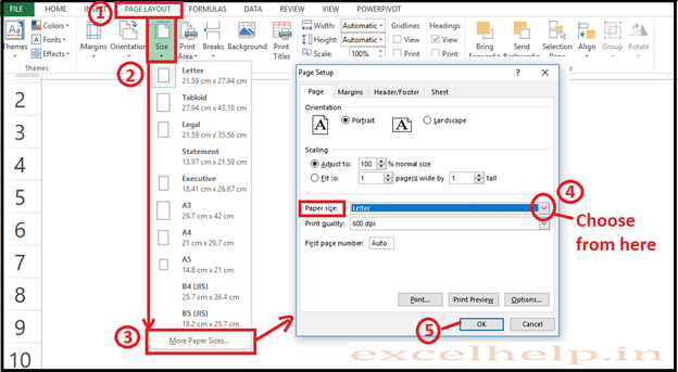 Set Print Page Size In Excel Excel Help