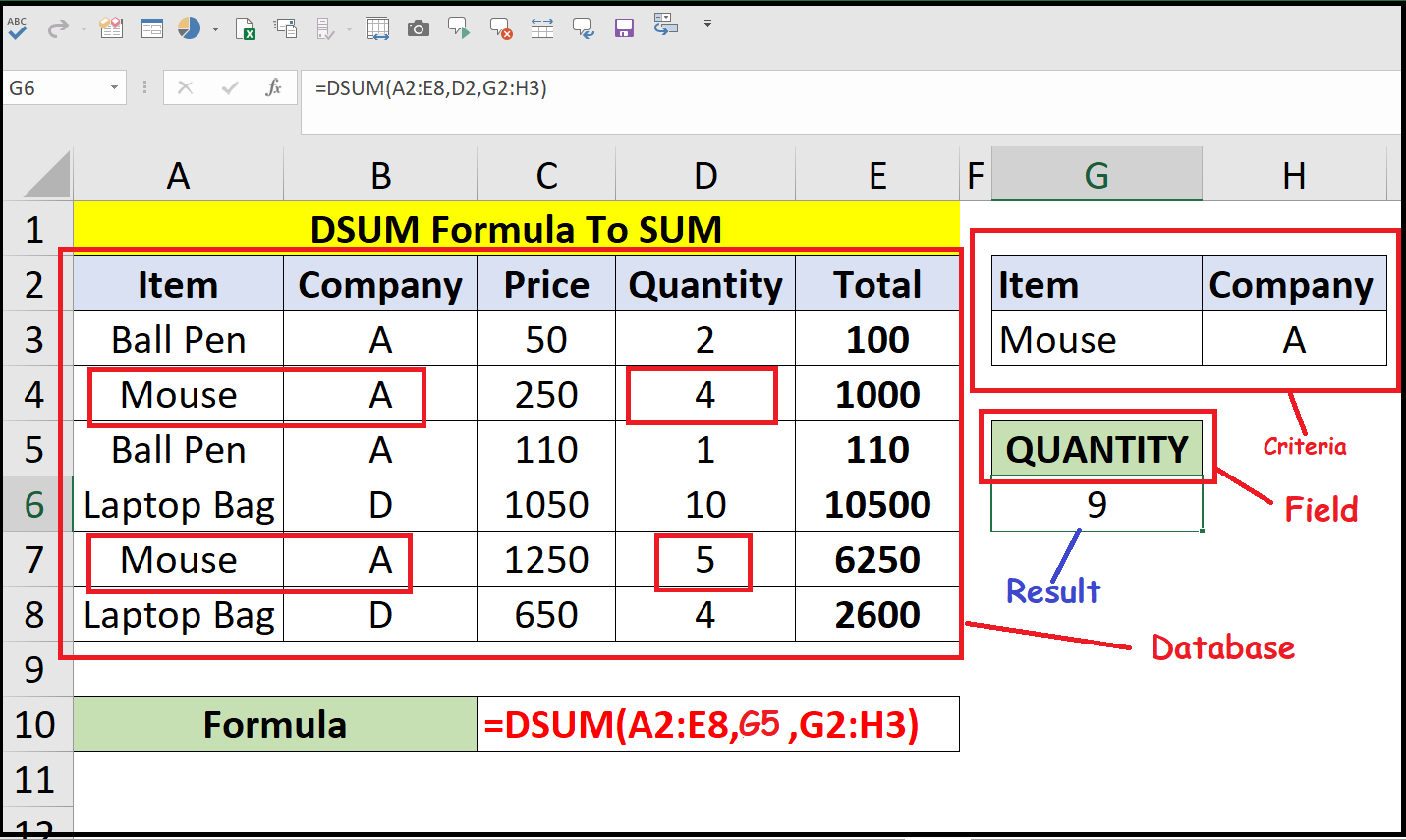 DSUM Function To Sum For Specific Criteria Excel Help