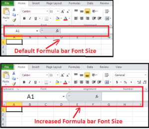 Increase font size of Formula bar in excel. - Excel-Help