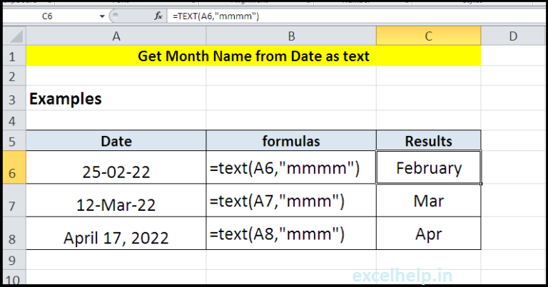 Get Month Name From Date As Text In Excel Excel Help