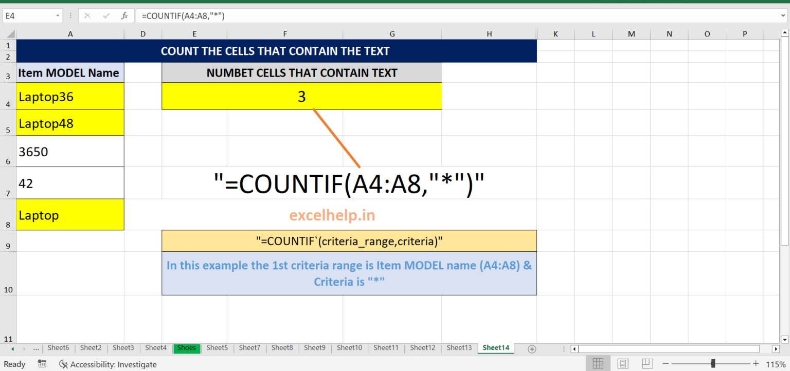 Count Cells That Contains Text Excel Help