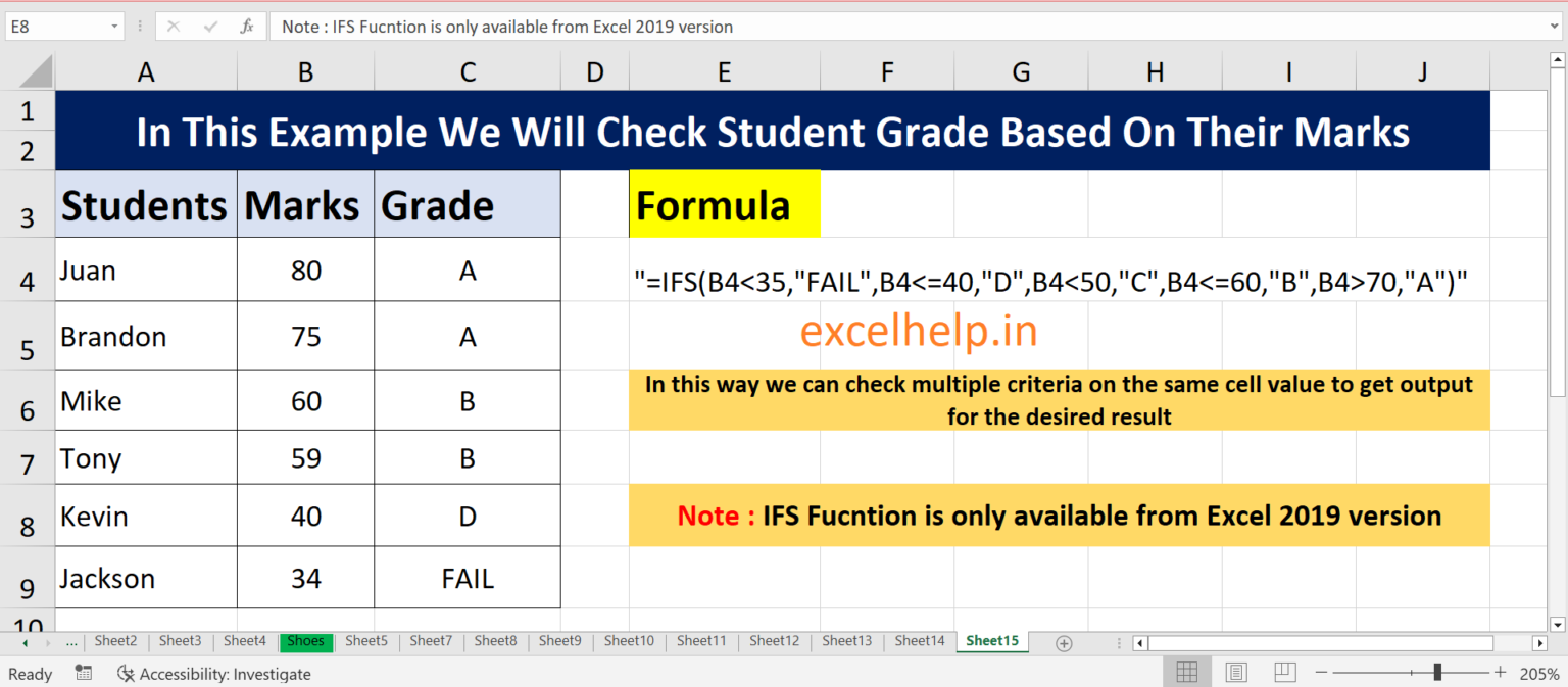Multiple IF Condition With IFS Function In Excel Excel Help